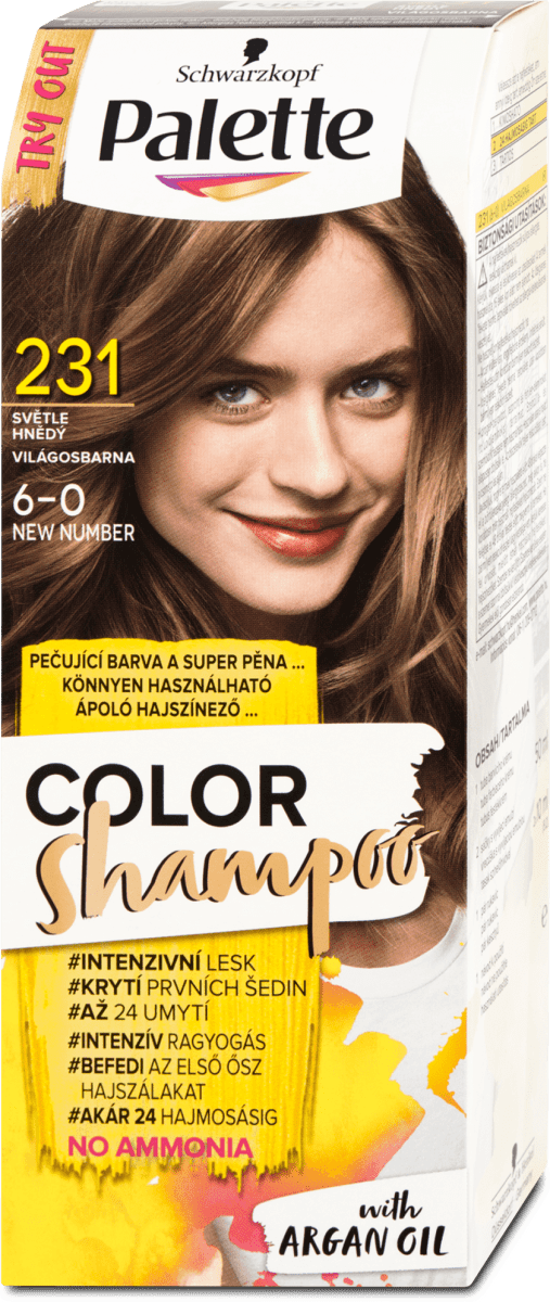 Palette Color Shampoo Tartós hajszínező világosbarna 6-0 (231), 1 db ...