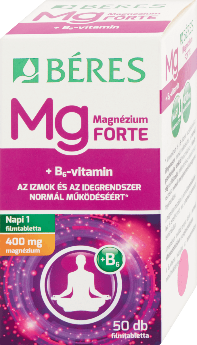 Béres Magnézium 400 mg+B6-vitamin forte filmtabletta, 50 db | dm.hu