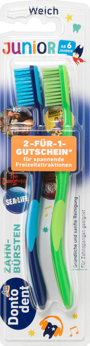 Dontodent Zahnbürste Kinder Junior, ab 6 Jahre weich (Doppelpack), 2 St ... Dontodent Zahnbürste Kinder Junior, ab 6 Jahre weich (Doppelpack), 2 St ...