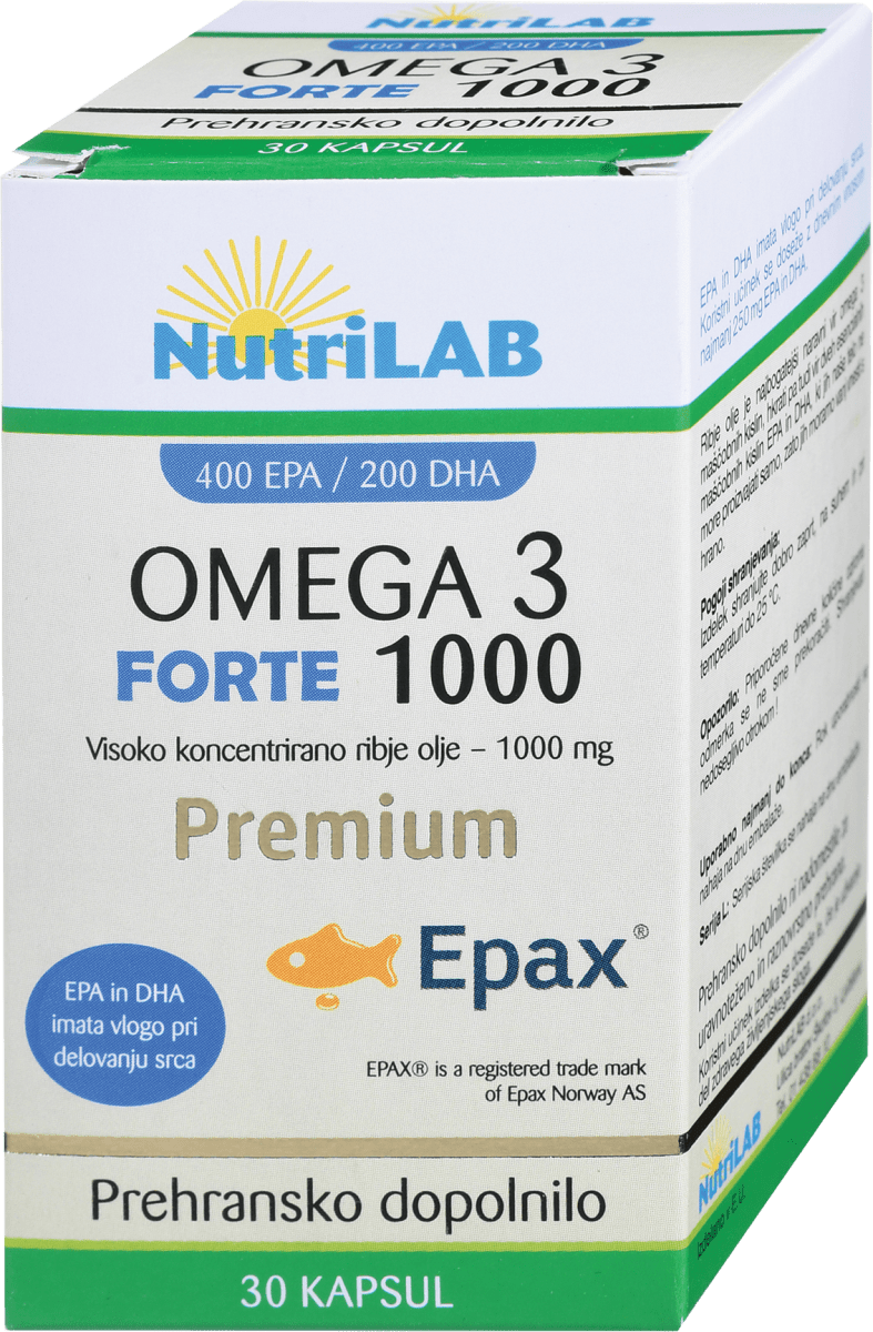 NutriLAB Prehransko dopolnilo Omega 3 Forte 1000, 30 kos | dm.si