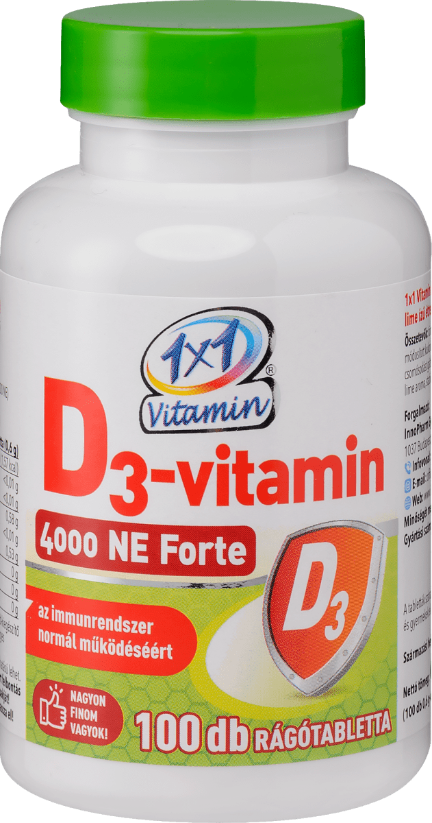 1X1 Vitamin D3-vitamin 4000 NE forte rágótabletta, 60 g | dm.hu