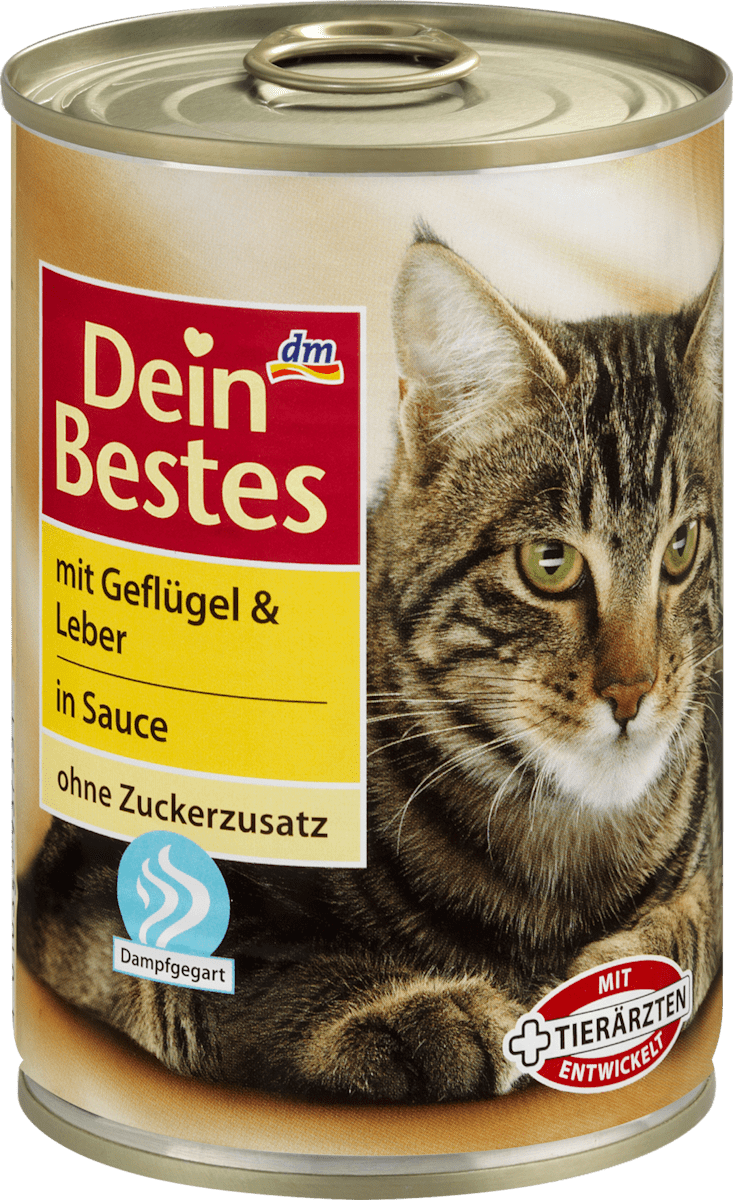 Dein Bestes Nassfutter für Katzen mit Geflügel & Leber, in Sauce, 400 g ...