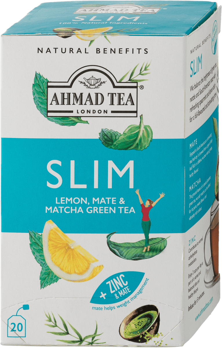 AHMAD TEA Slim čaj – limun, mate i macha zeleni čaj, 20 vrećica, 30 g ...