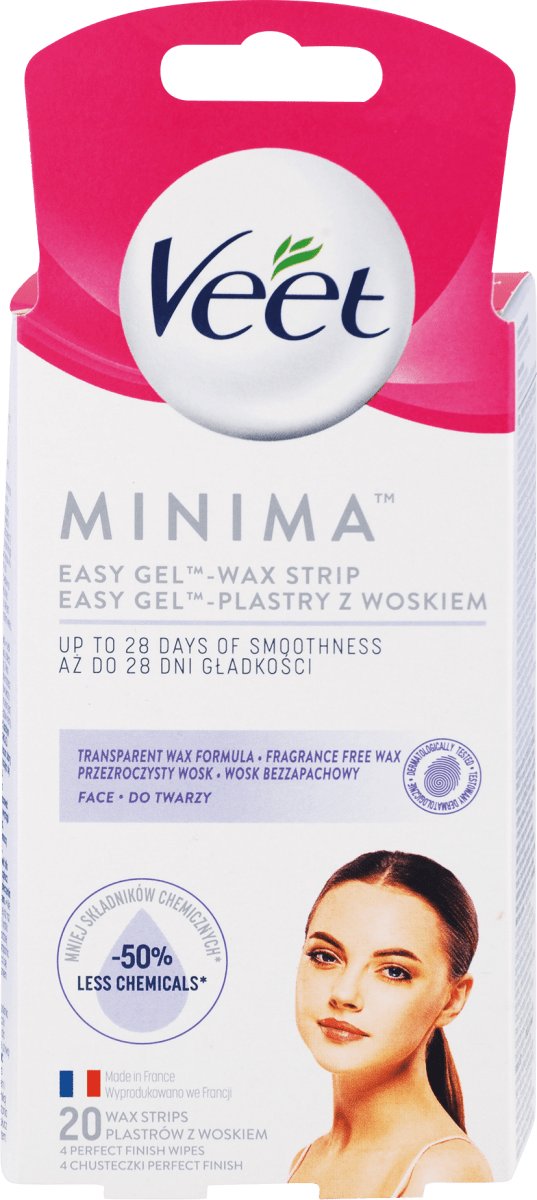 Veet Depilačné voskové pásiky na citlivú pokožku tváre Minima, 20 ks ...