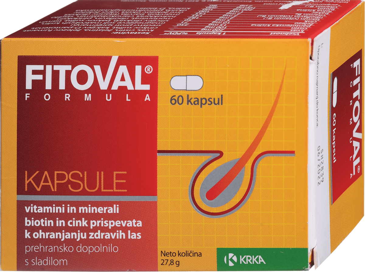 FITOVAL Prehransko dopolnilo z vitamini in minerali za zdrave lase, 60 ...