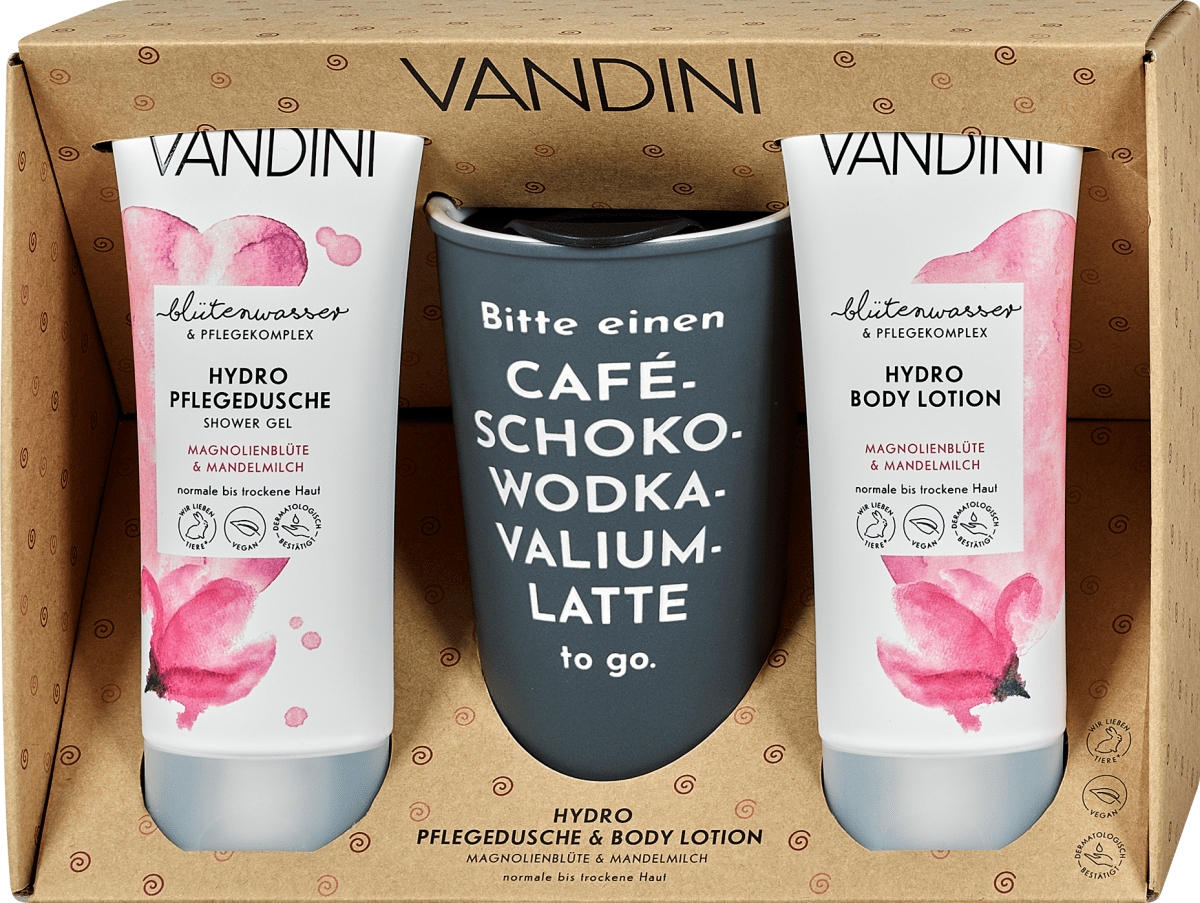 VANDINI Hydro Geschenkset Pflegedusche, Bodylotion & Becher to go, 1 St ...