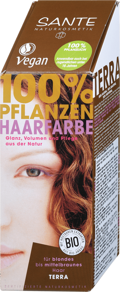 SANTE NATURKOSMETIK 100% rastlinska barva za lase Zemeljsko rjava, 1 ...