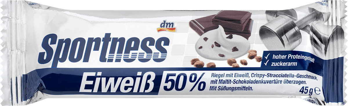 Sportness Eiweißriegel 50%, Crispy-Stracciatella-Geschmack, 45 g ...