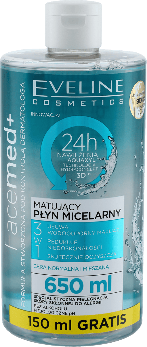 EVELINE COSMETICS Facemed matujący 3w1 płyn micelarny, 650 ml kupuj online, zawsze w najniższych ...