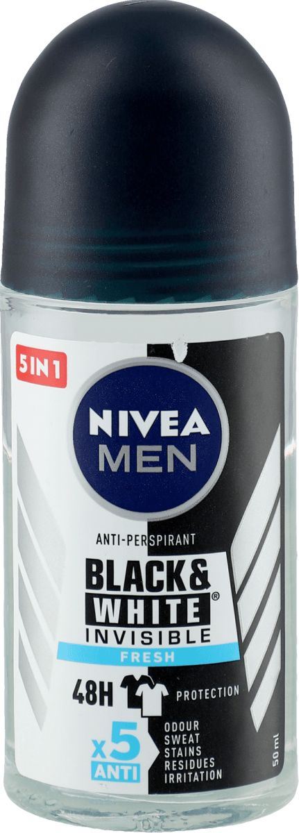 NIVEA MEN Antyperspirant Black&White Invisible Fresh roll-on, 50 ml kupuj online, zawsze w ...