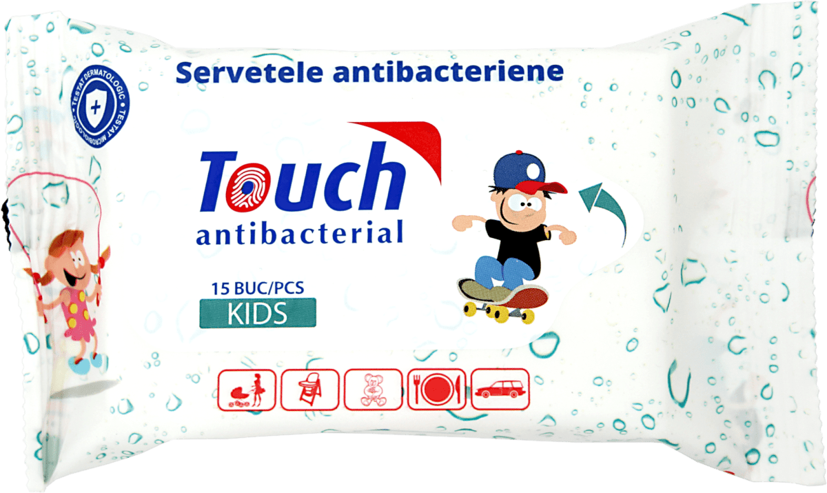 Touch Șervețele umede antibacteriene Kids, 15 buc cumpără permanent ...