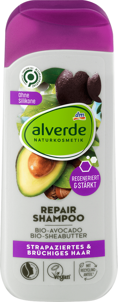 alverde NATURKOSMETIK Shampoo Repair Bio-Avocado, Bio-Sheabutter, 200 ...