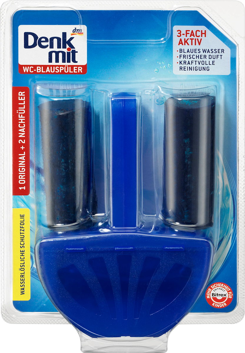 Denkmit WC-Blauspüler 1 Original + 2 Nachfüllpacks, 3 St dauerhaft ...