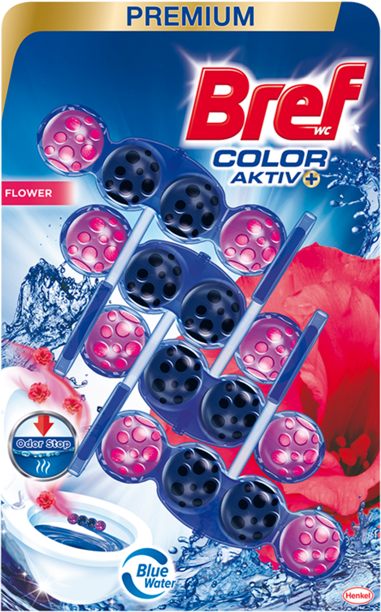 Bref WC blok Color Aktiv s vůní čerstvých květin 4x50 g, 200 g | dm.cz