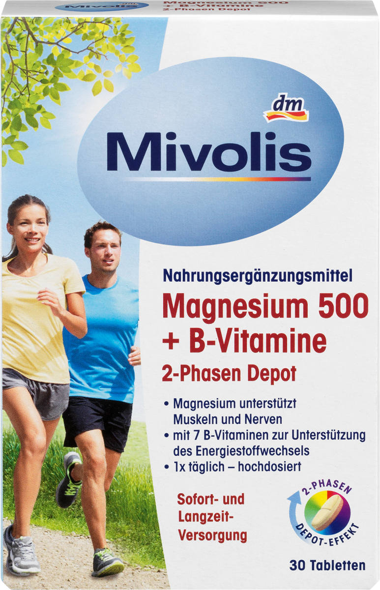 Mivolis Magnesium 500 + B-Vitamine 2-Phasen Depot, Tabletten 30 St., 45 ...