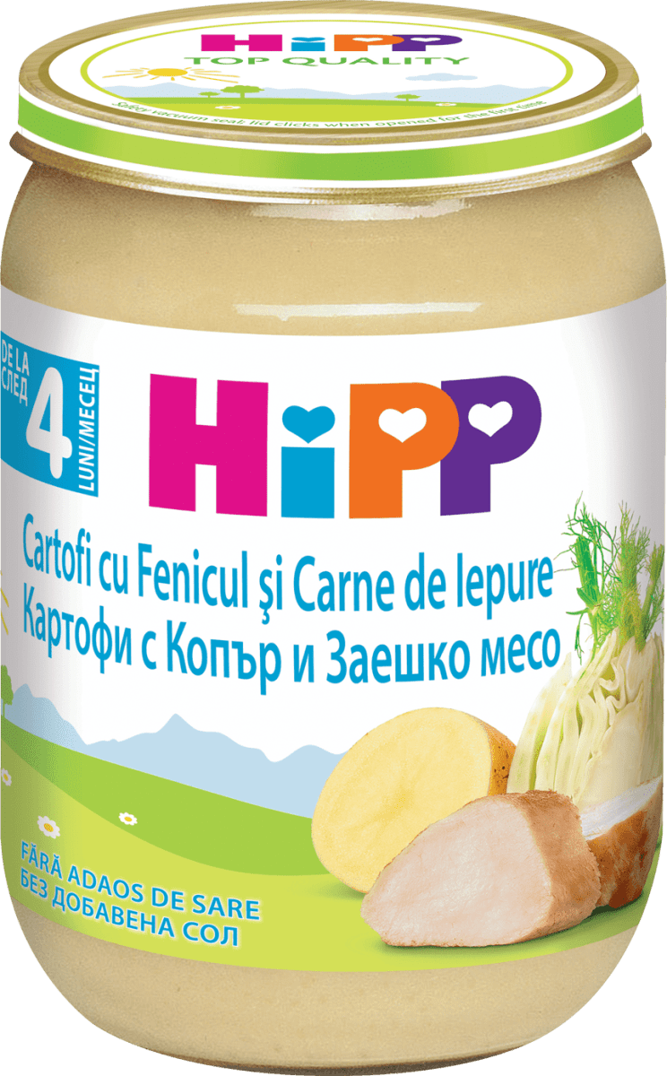 HIPP Пюре с картофи, див копър и заешко месо, 190 g Пазарувай трайно ...