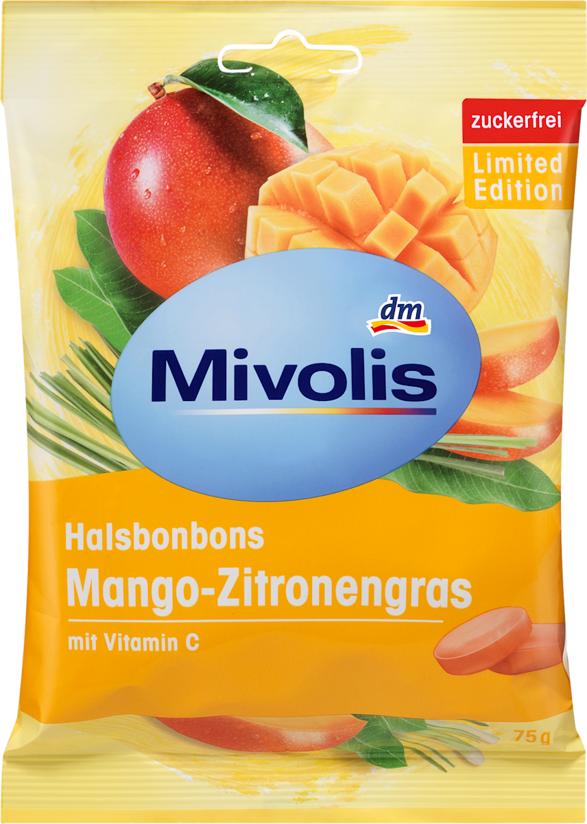 Mivolis Bonbon, Mango-Zitronengras, zuckerfrei, 75 g dauerhaft günstig ...