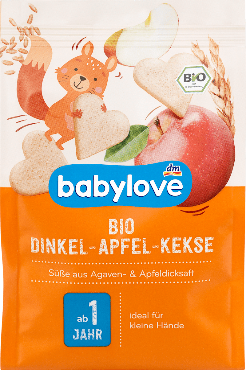 babylove Kindersnack Dinkel-Apfel-Kekse Bio ab 1 Jahr, 125 g dauerhaft ...