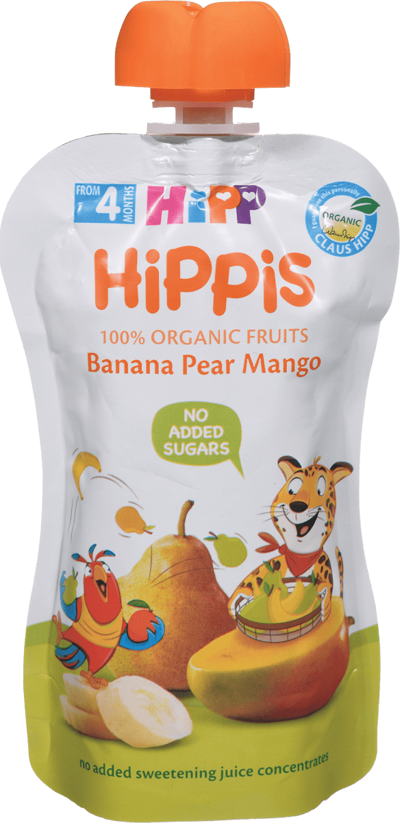 Hipp Hippis BIO voćna kašica – banana i kruška s mangom, 4 + mj., 100 g ...