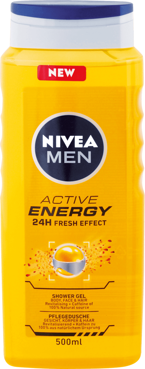 NIVEA MEN Душ гел Active Energy, 500 ml Пазарувай трайно изгодно онлайн