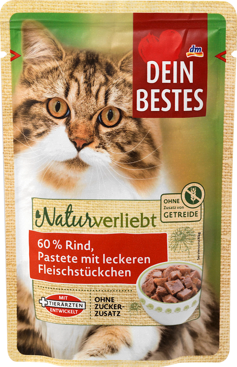 Dein Bestes Nassfutter für Katzen, Naturverliebt, 60 % Rind mit ...