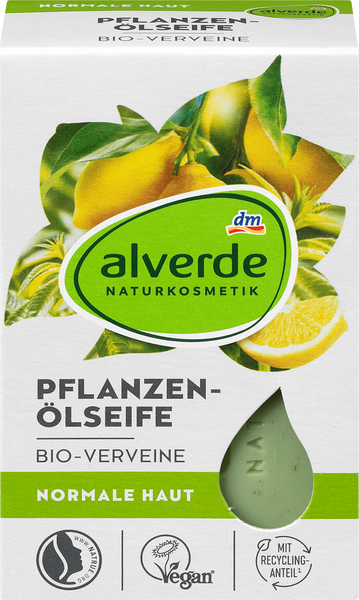 alverde NATURKOSMETIK Pflanzenölseife Bio-Verveine, Seifenstück, 100 g ...
