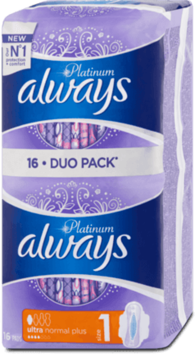 always Дамски превръзки Platinum Ultra Normal duo, 16 бр. Пазарувай ...