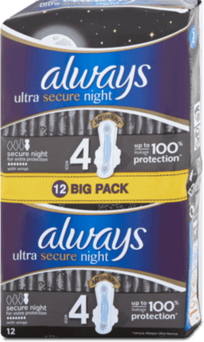 always vložky Ultra Secure Night Protection, 12 ks | dm.cz