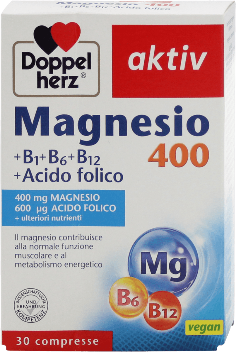 Doppelherz Magnesio 400 +B1+B6+B12+acido folico aktiv, 30 pz Acquisti online sempre convenienti ...