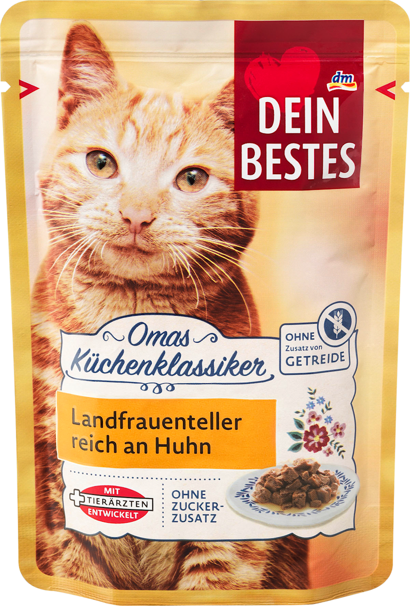 Dein Bestes Nassfutter Katze Landfrauenteller mit Huhn & Käse, Omas ...