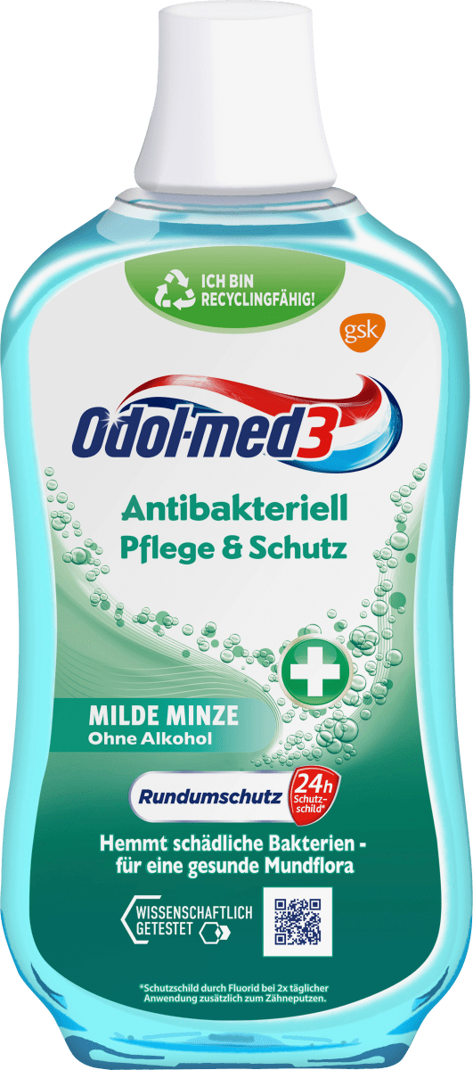 Odol med 3 Mundspülung Antibakteriell Pflege & Schutz, 500 ml | dm.at