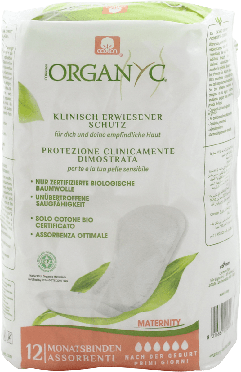 ORGANYC Assorbenti post parto in cotone bio, 12 pz Acquisti online ...