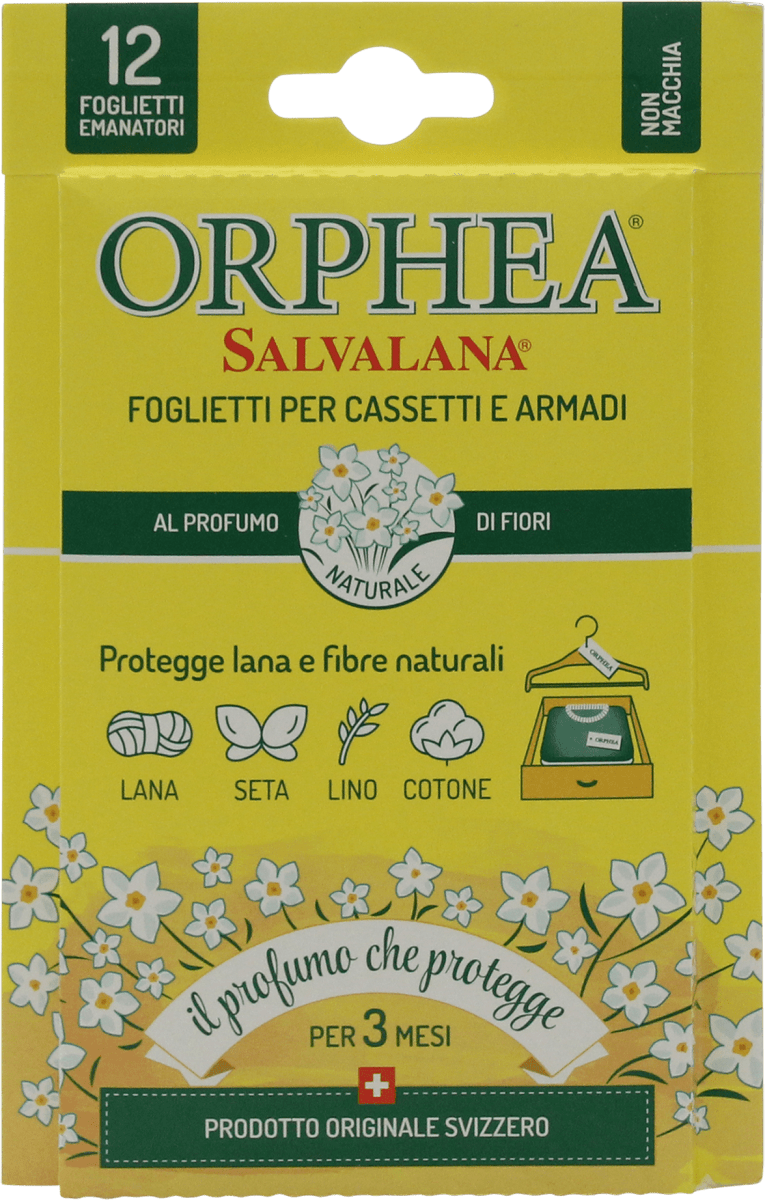 ORPHEA Salvalana - Foglietti per cassetti e armadi al profumo naturale di fiori, 12 pz Acquisti ...