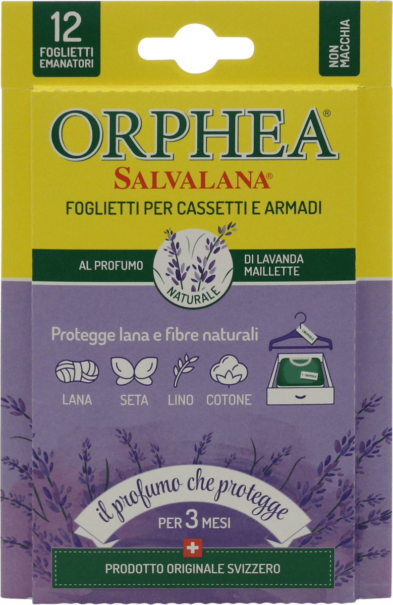 ORPHEA Salvalana - Foglietti per cassetti e armadi al profumo di lavanda Maillette, 12 pz ...