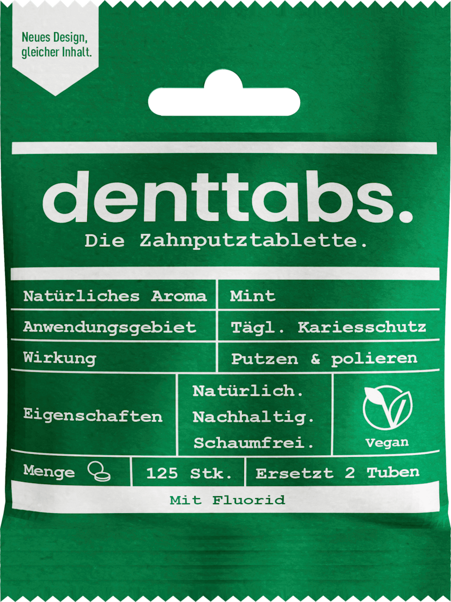 DENTTABS Zahnputztabletten mit Fluorid, 125 St dauerhaft günstig online ...