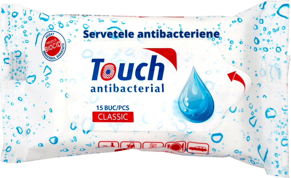 Touch Șervețele umede antibacteriene Clasic, 15 buc cumpără permanent ...