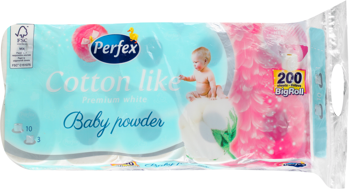 Perfex Cotton like Baby Powder toaletni papir 3-slojni, 10 kom povoljna ...