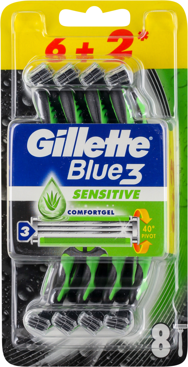 Gillette Blue3 SENSITIVE - brijač 6+2 gratis, 8 kom povoljna online ...