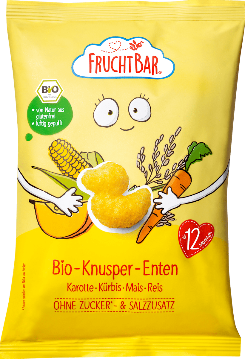 FruchtBar Kindersnack Knusper-Enten Karotte, Kürbis, Mais & Reis ab 12 ...