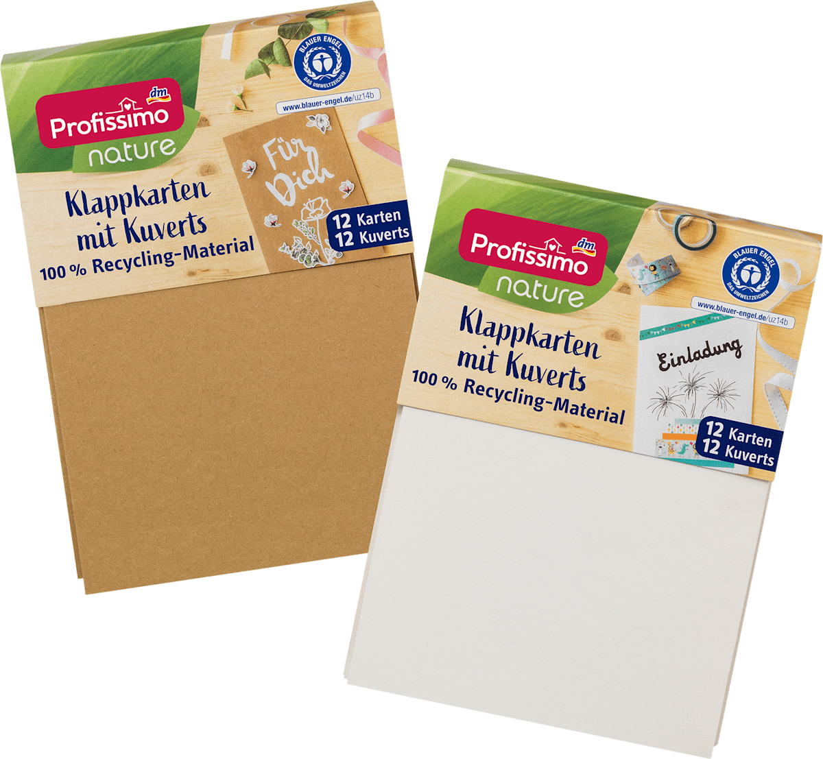 Profissimo nature Klappkarten-Set mit Kuverts aus Recycling-Material, 12 St dauerhaft günstig ...