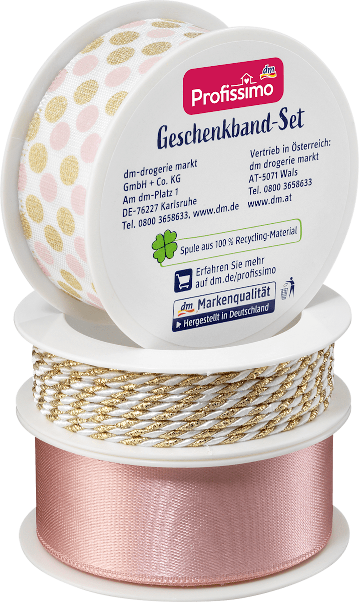 Profissimo Geschenkband-Set "rose/weiß-gold, 11 m dauerhaft günstig ...