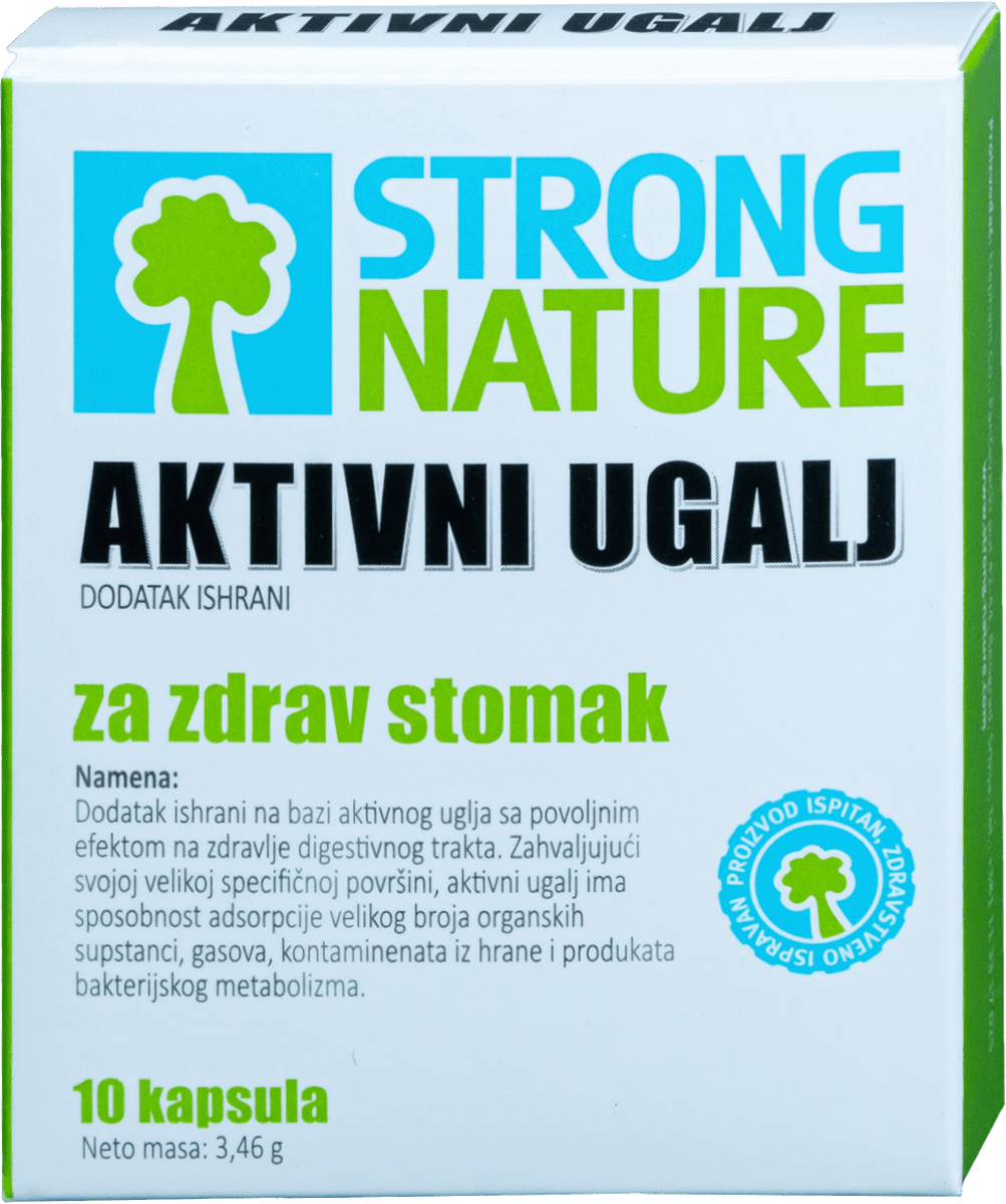 STRONG NATURE AKTIVNI UGALJ za zdrav stomak, 10 kapsula, 250 g povoljna ...