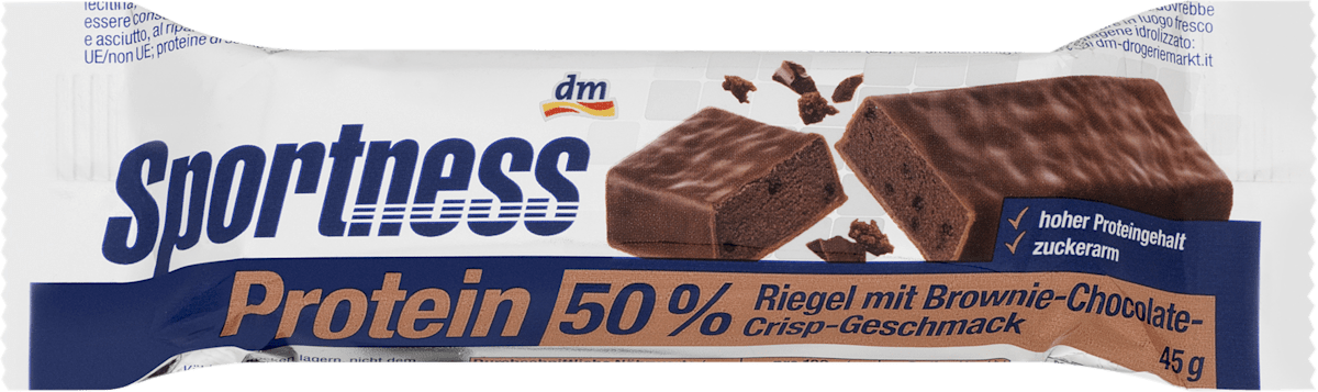Sportness Proteinriegel 50%, Brownie Chocolate Crisp Geschmack, 45 g ...