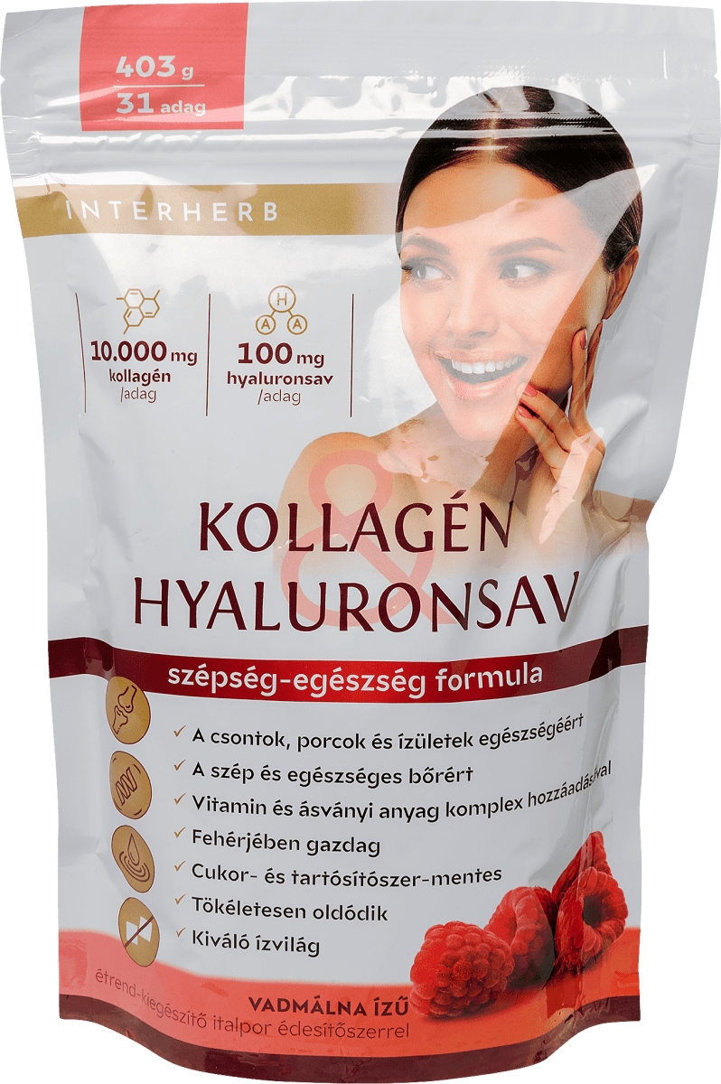Interherb Kollagén Hyaluronsav italpor, Vadmálna ízesítéssel, 403 g | dm.hu