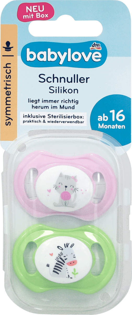 babylove Schnuller Silikon symmetrisch 16+ Monate sortiert, 2 St | dm.at
