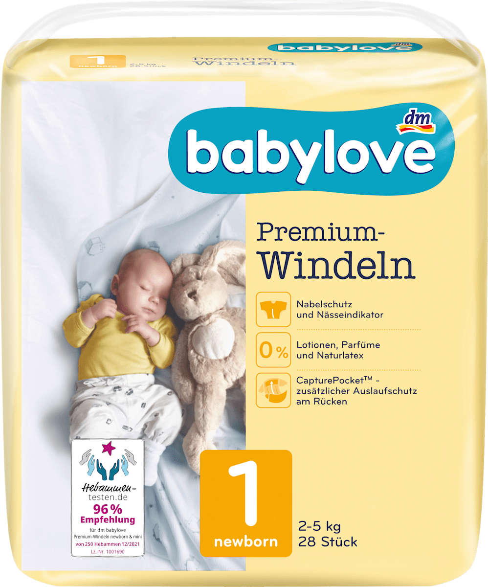 babylove Windeln Premium Gr. 1, Newborn, 2-5 kg, 28 St dauerhaft ...