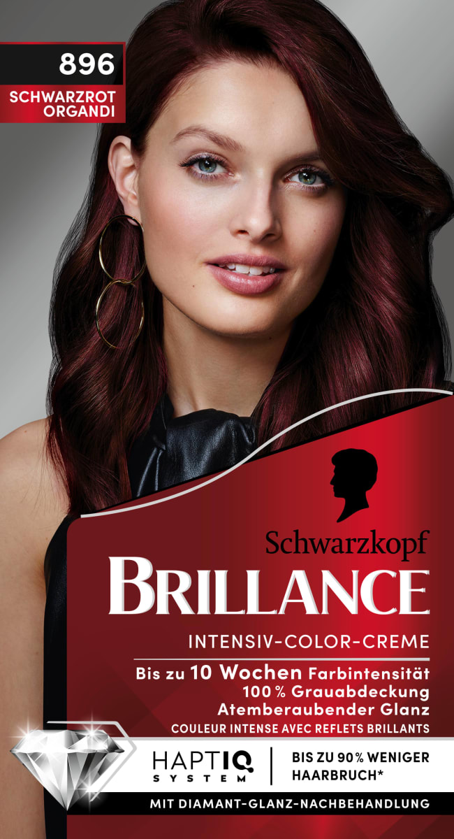 Schwarzkopf Brillance Haarfarbe 896 Schwarzrot Organdi, 1 St dauerhaft ...