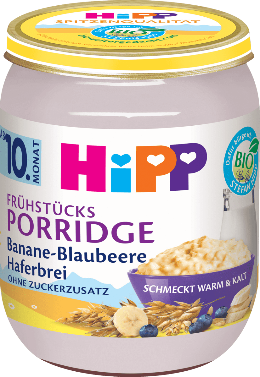 Hipp BIO snídaňová ovesná kaše banán a borůvky, 160 g | dm.cz