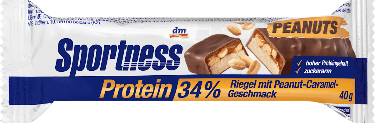 Sportness Proteinriegel 34%, Peanut Caramel Geschmack, 40 g dauerhaft ...