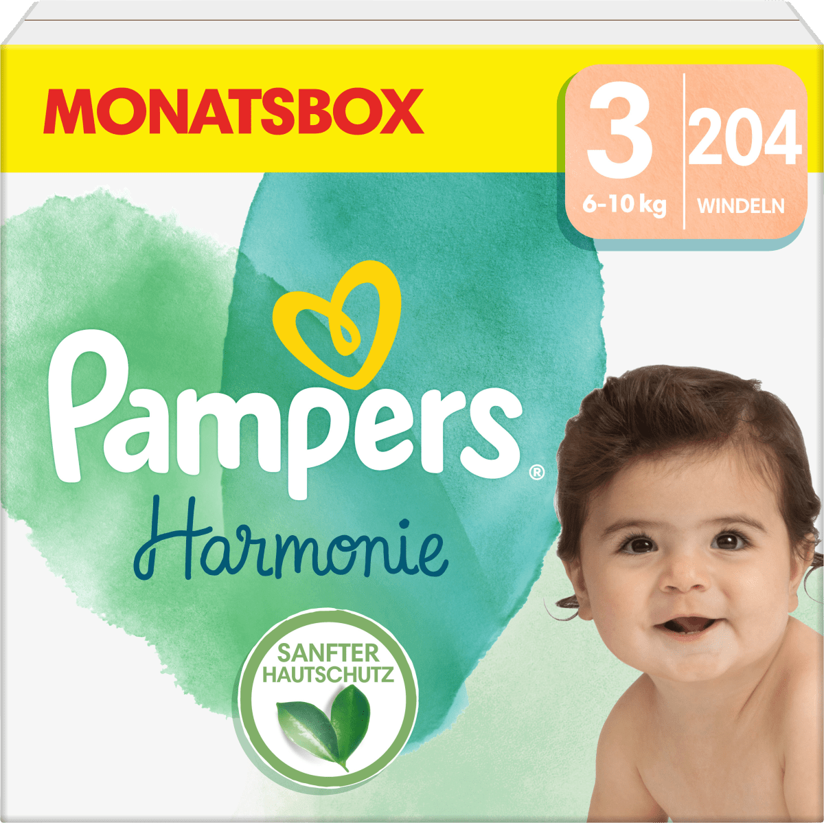 Pampers Windeln Harmonie Gr.3 Midi (6-10 kg), Monatsbox, 204 St ...